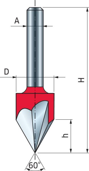 Freud dvopero glodalo za V kanale - žljebove širina 12,7mm, ugao 60 ...