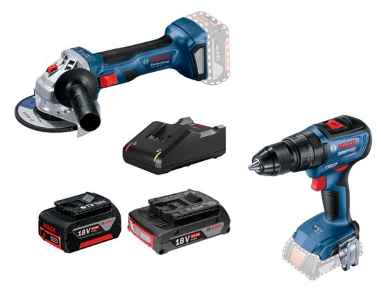 Akumulatorski set Bosch GSB 18V-50 + Bosch GWS 180-Li; 18V; 1x4,0; 1x2,0 Ah (0615990M8S)