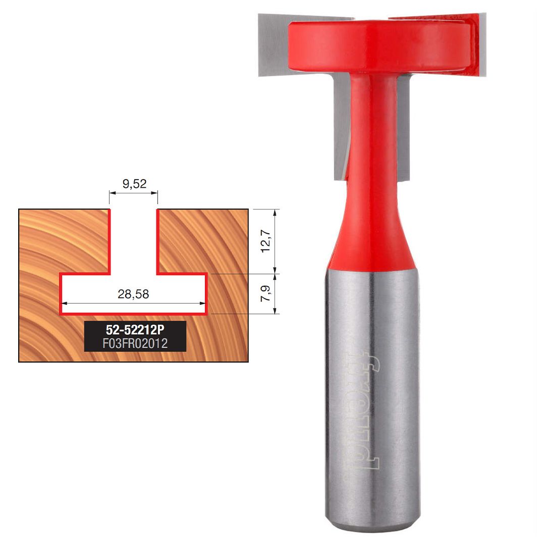 Freud glodalo za T kanale širine 28,58mm, prihvat 12mm 52-52212P