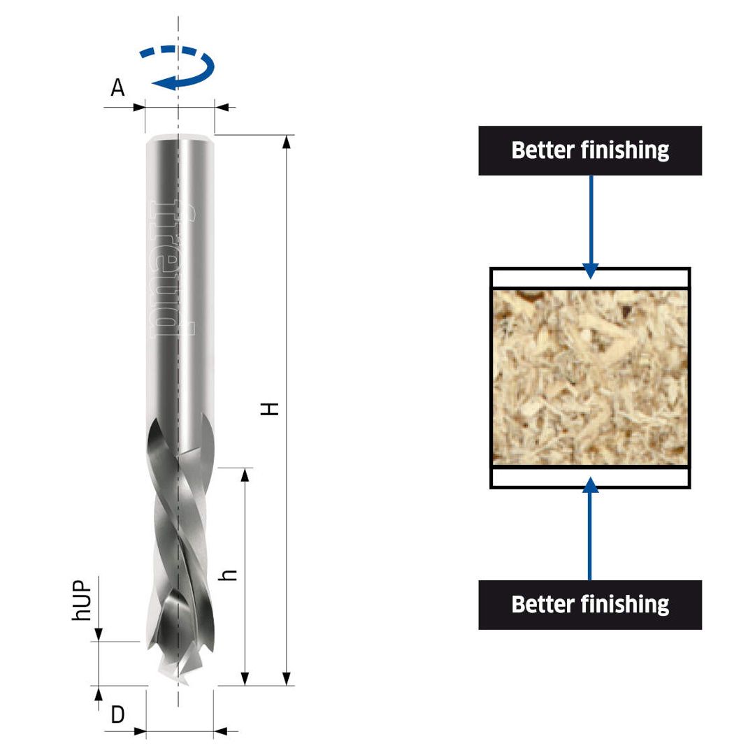 Freud spiralno glodalo 8mm radne dužine 22mm; prihvat 8mm Up & Down za ...