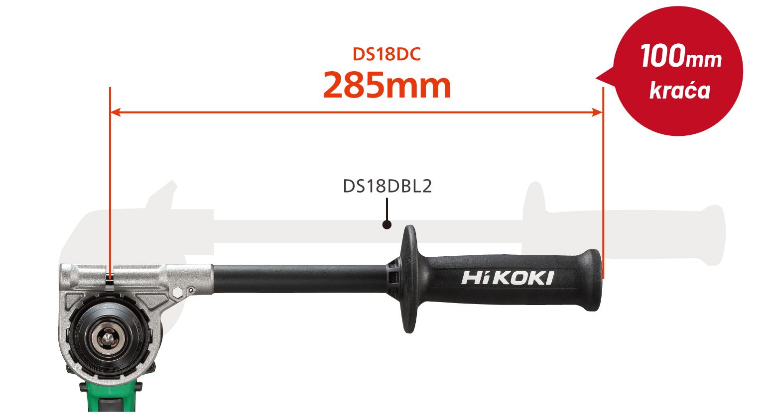 Hikoki akumulatorska bušilica - odvrtač sa motorom bez četkica DS18DC-WHZ; 18V; 2x4,0 Ah