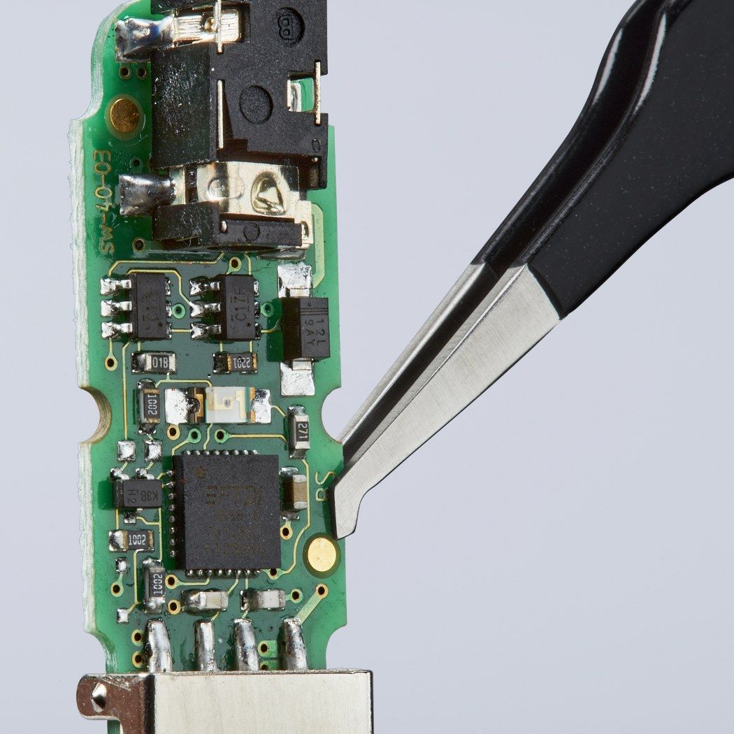 Knipex precizna zakrivljena SMD pinceta 115mm - pod 30° ESD (92 08 78 ESD)